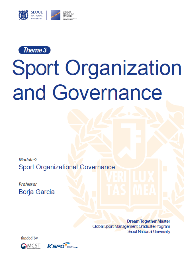 Module 9 Sport Organizational Governance | SNU DTM